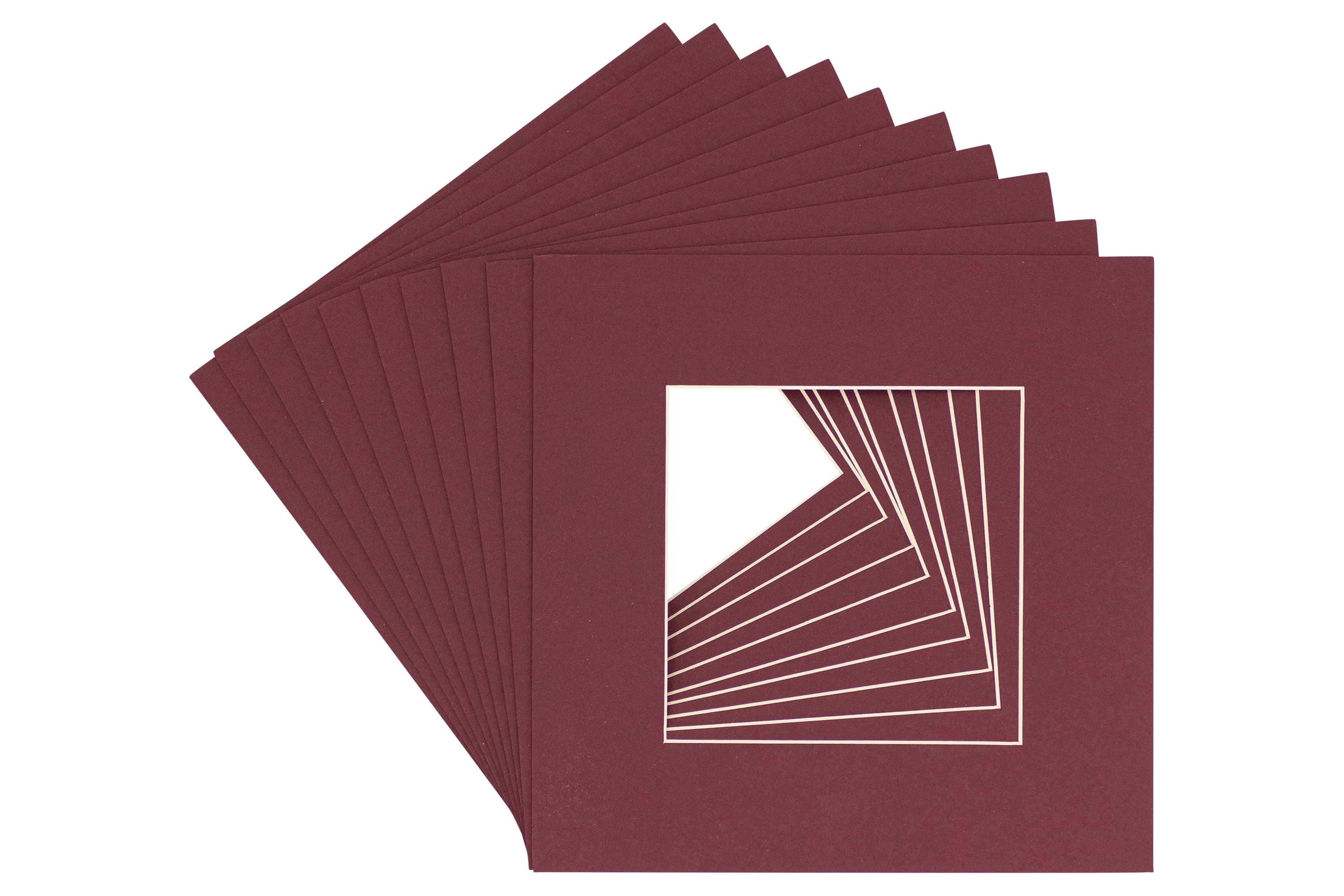 Maroon Acid Free 7x7 Square Picture Frame Mat with White Core Bevel Cut ...