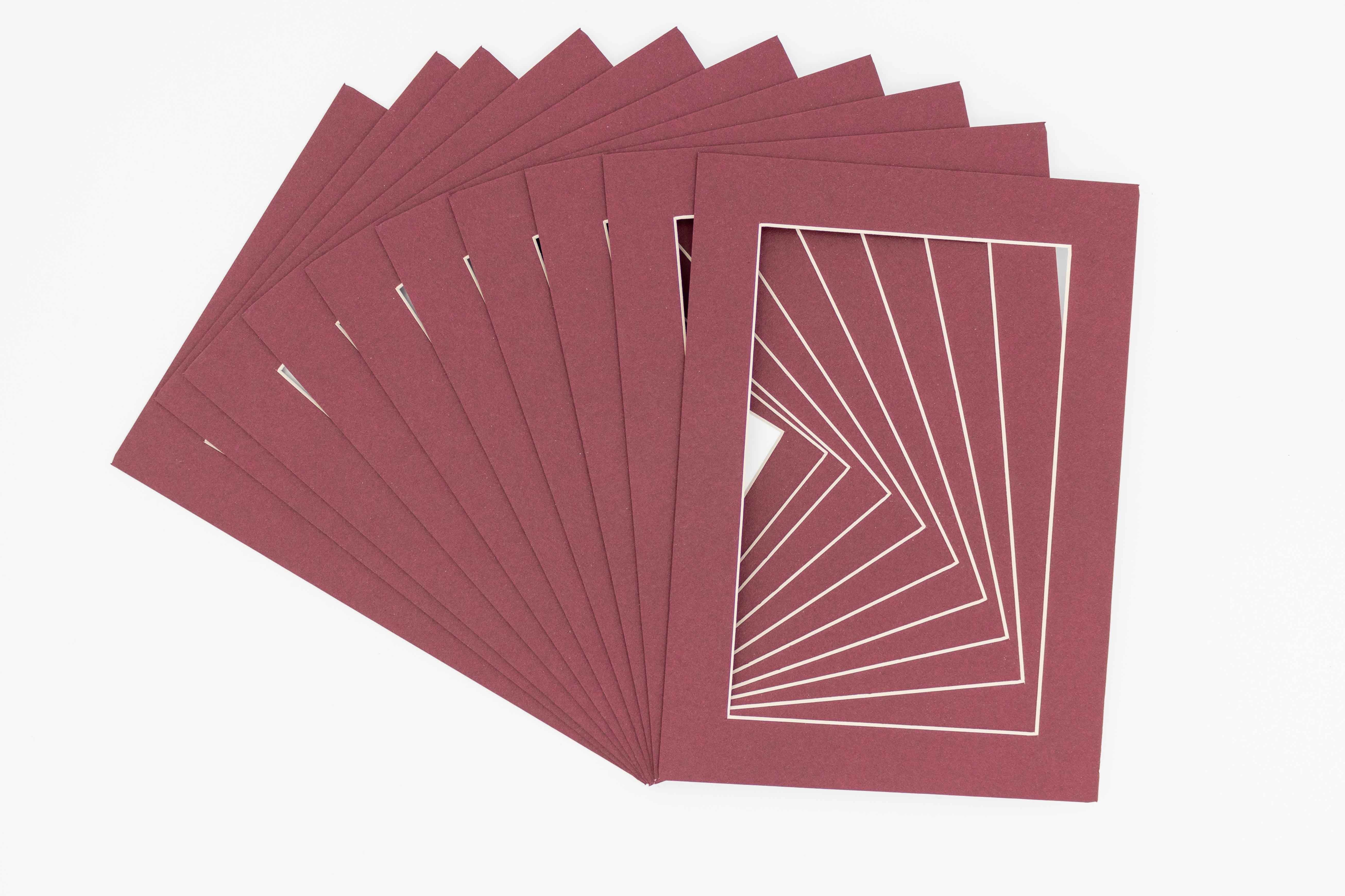 Maroon Acid Free 8x10 Picture Frame Mats with White Core Bevel Cut for ...