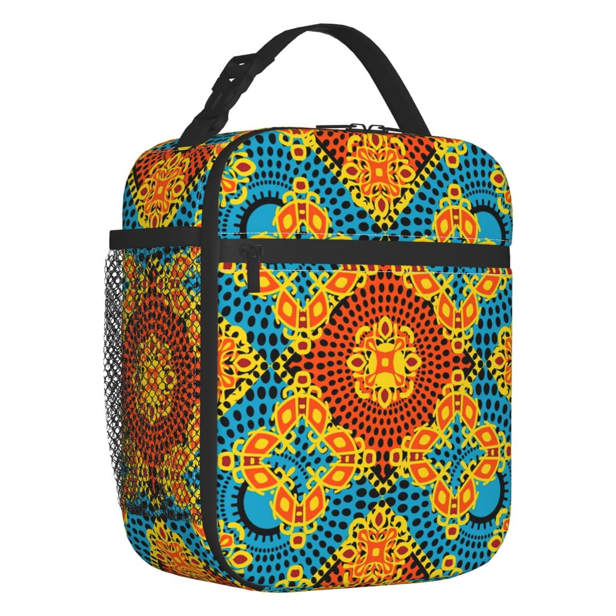 Maroon African Ankara Insulated Lunch Bag for Women Africa Geometric ...
