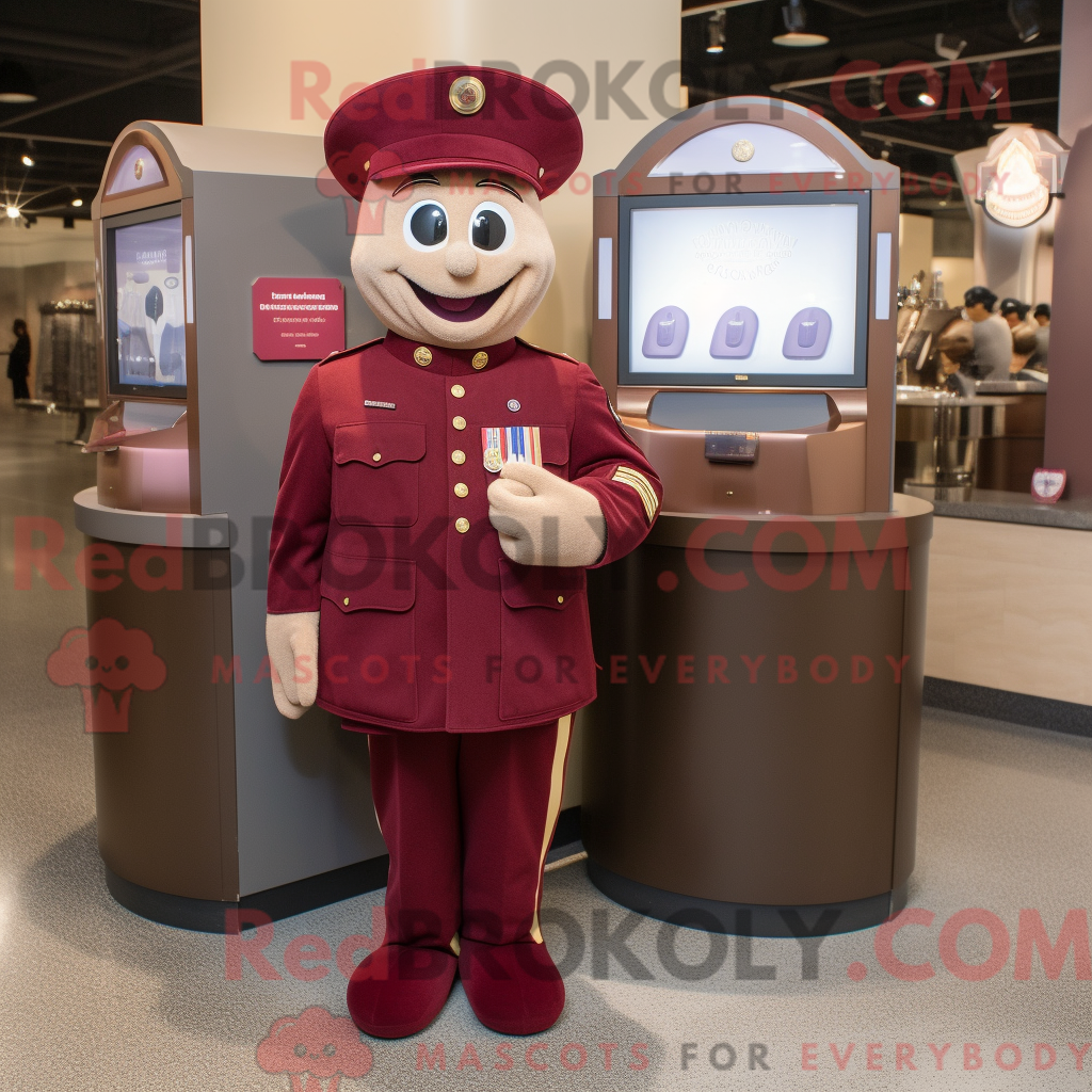 Maroon American Soldier REDBROKOLY mascot costume character dressed ...