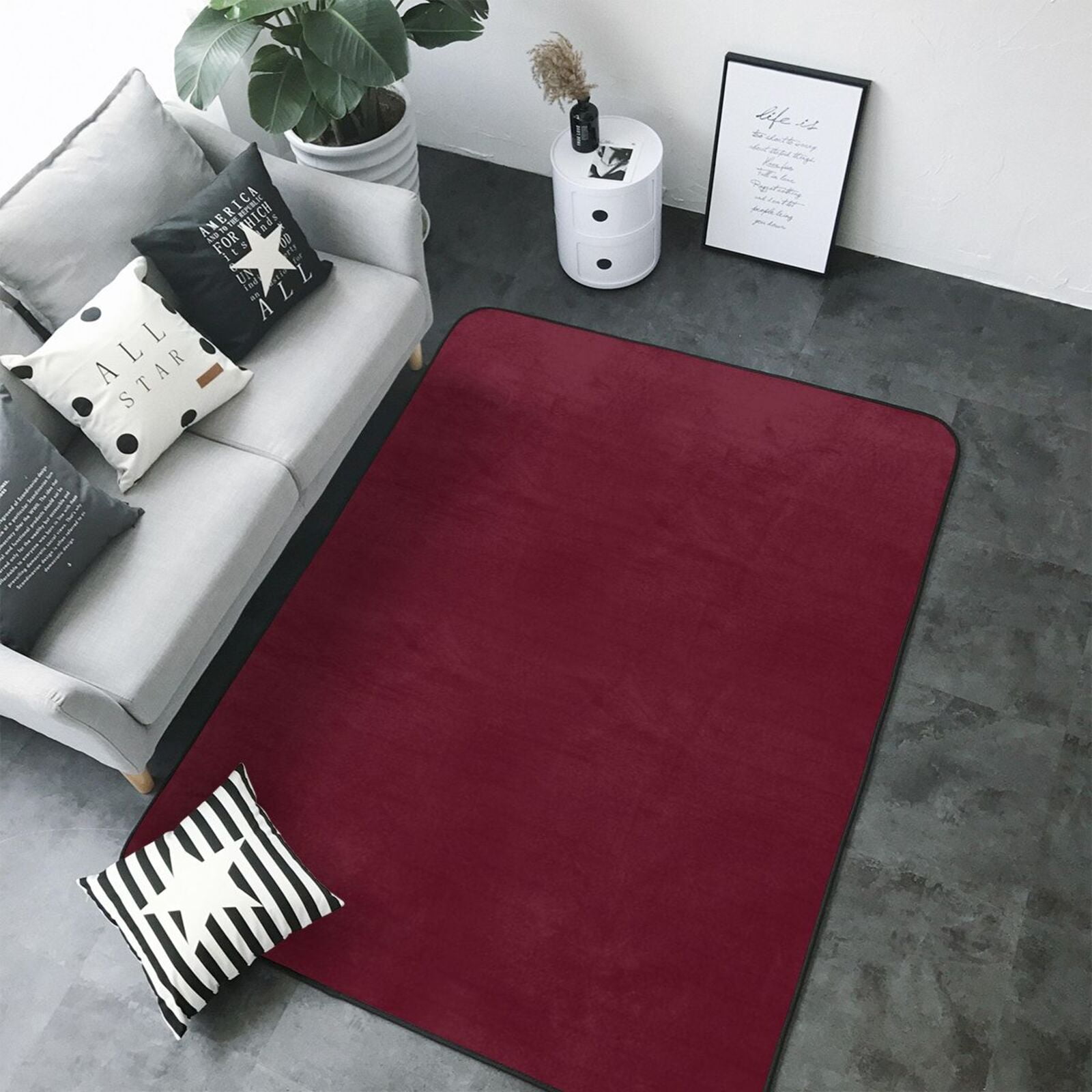 Maroon Area Rugs for Living Room Bedroom, 5x7 Soft Throw Washable Rug ...
