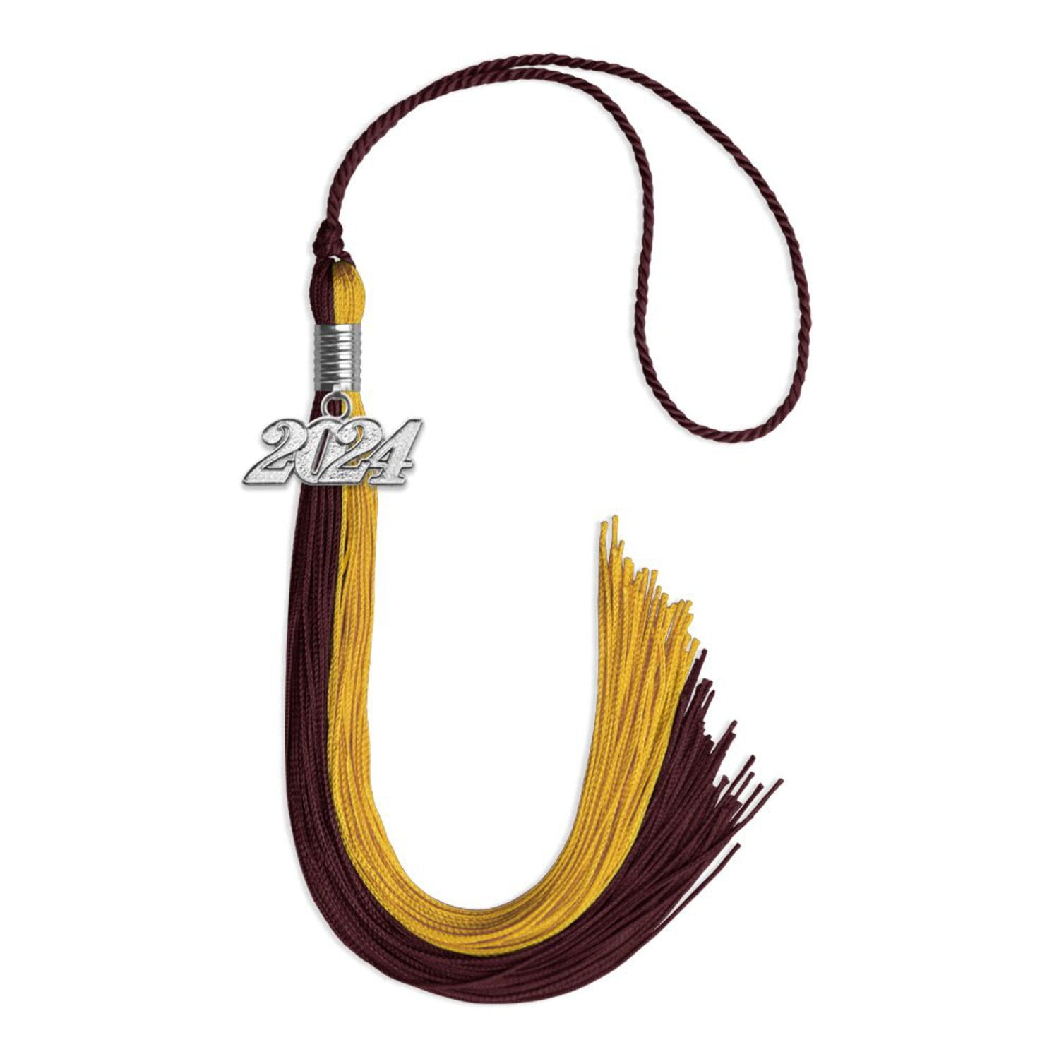 Endea Graduation Maroon/Bright Gold Graduation Tassel with Silver Date ...