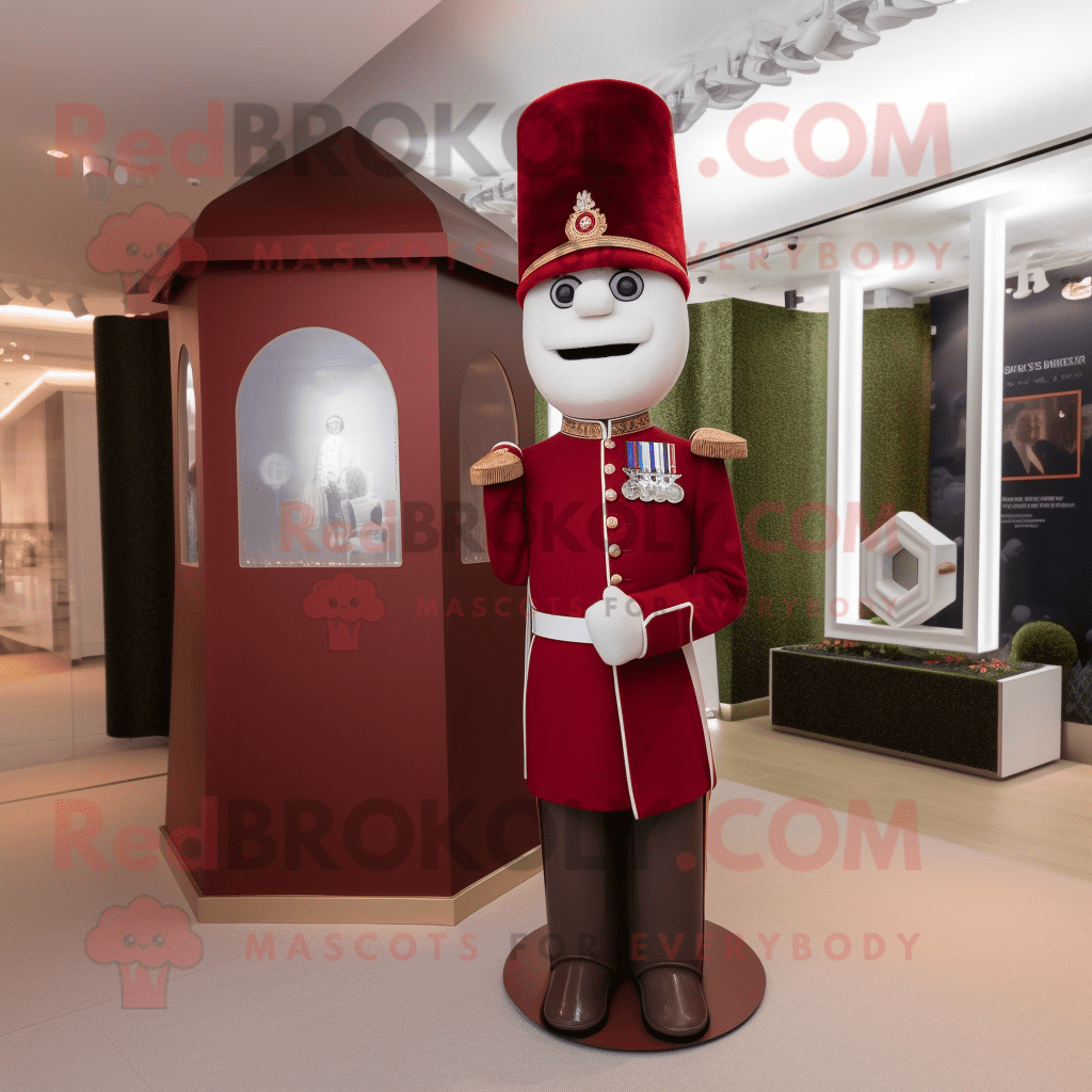 Maroon British Royal Guard REDBROKOLY mascot costume character dressed ...