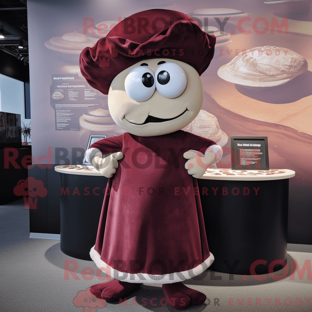 Maroon Clam Chowder REDBROKOLY mascot costume character dressed with a ...