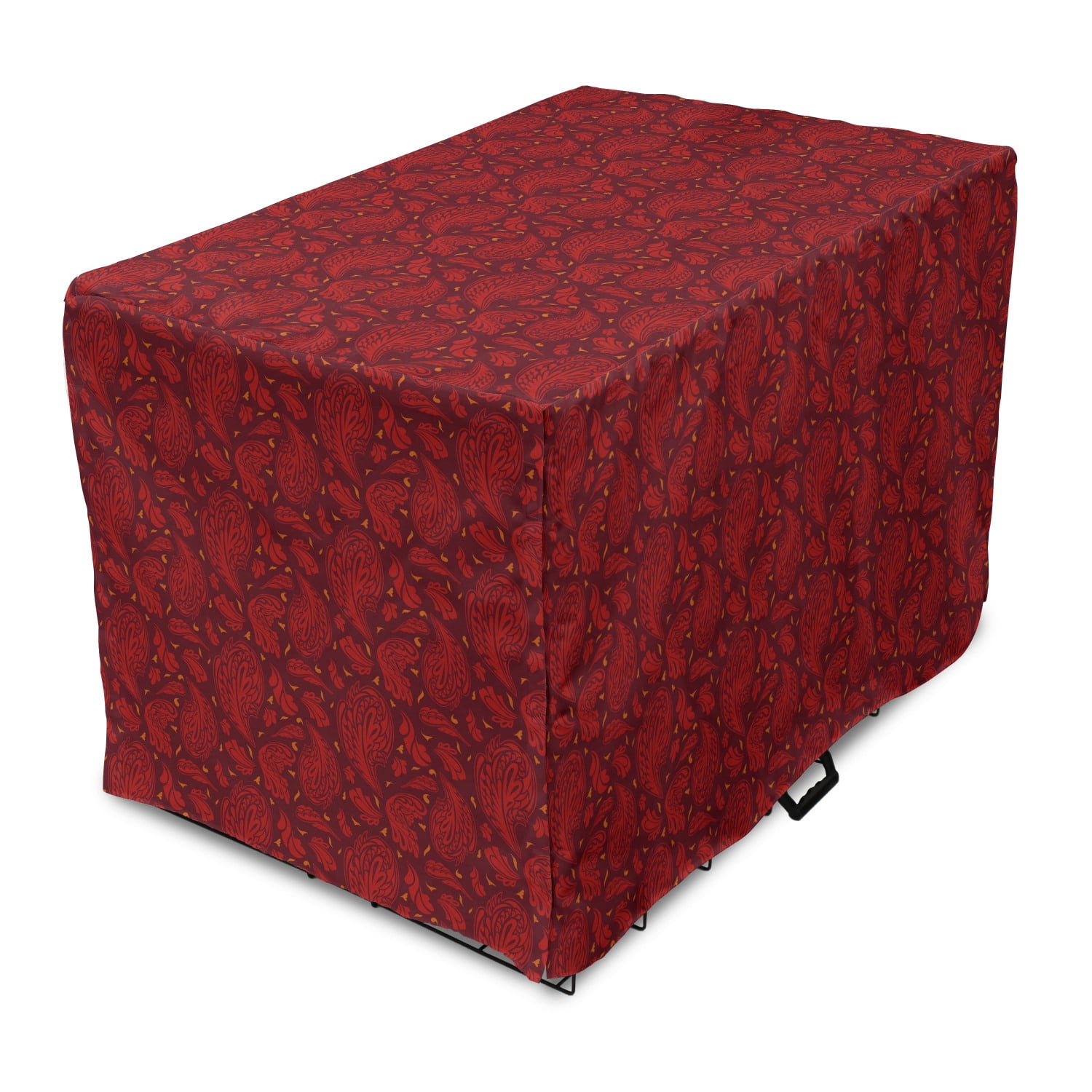 Maroon Dog Crate Cover, Abstract Classic Paisley Style Motifs Art ...