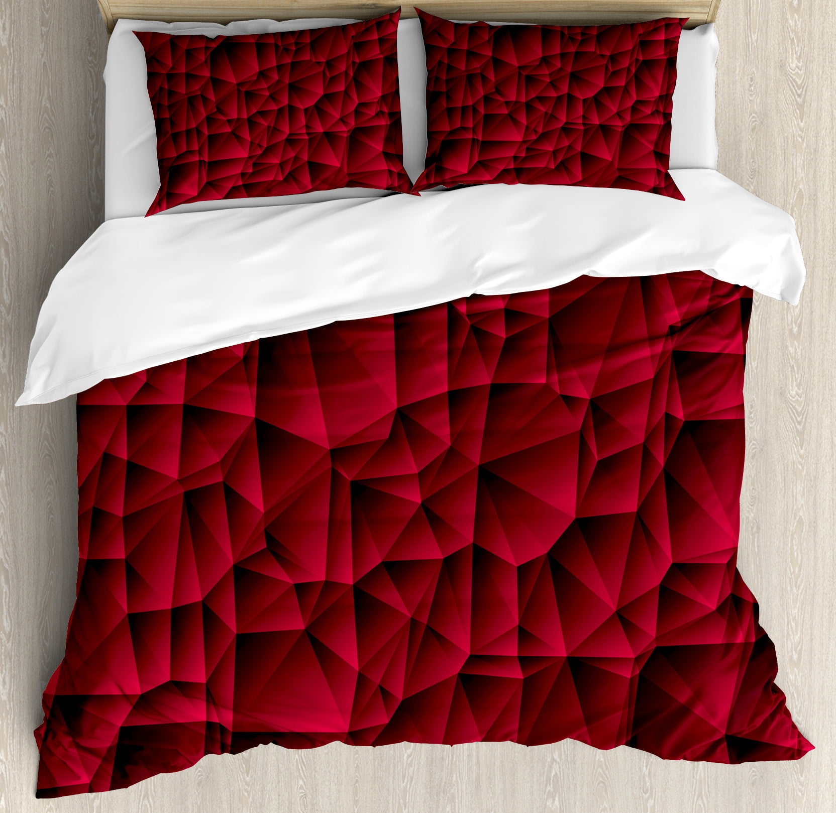 Maroon Duvet Cover Set, Modern Geometric Contemporary Art Wave Like ...