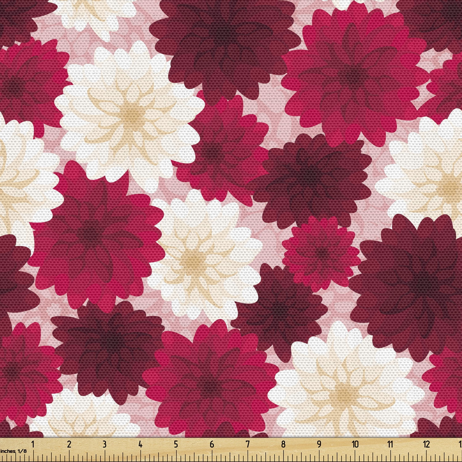 Ambesonne Maroon Fabric by the Yard Upholstery, Blossoming Dahlia ...