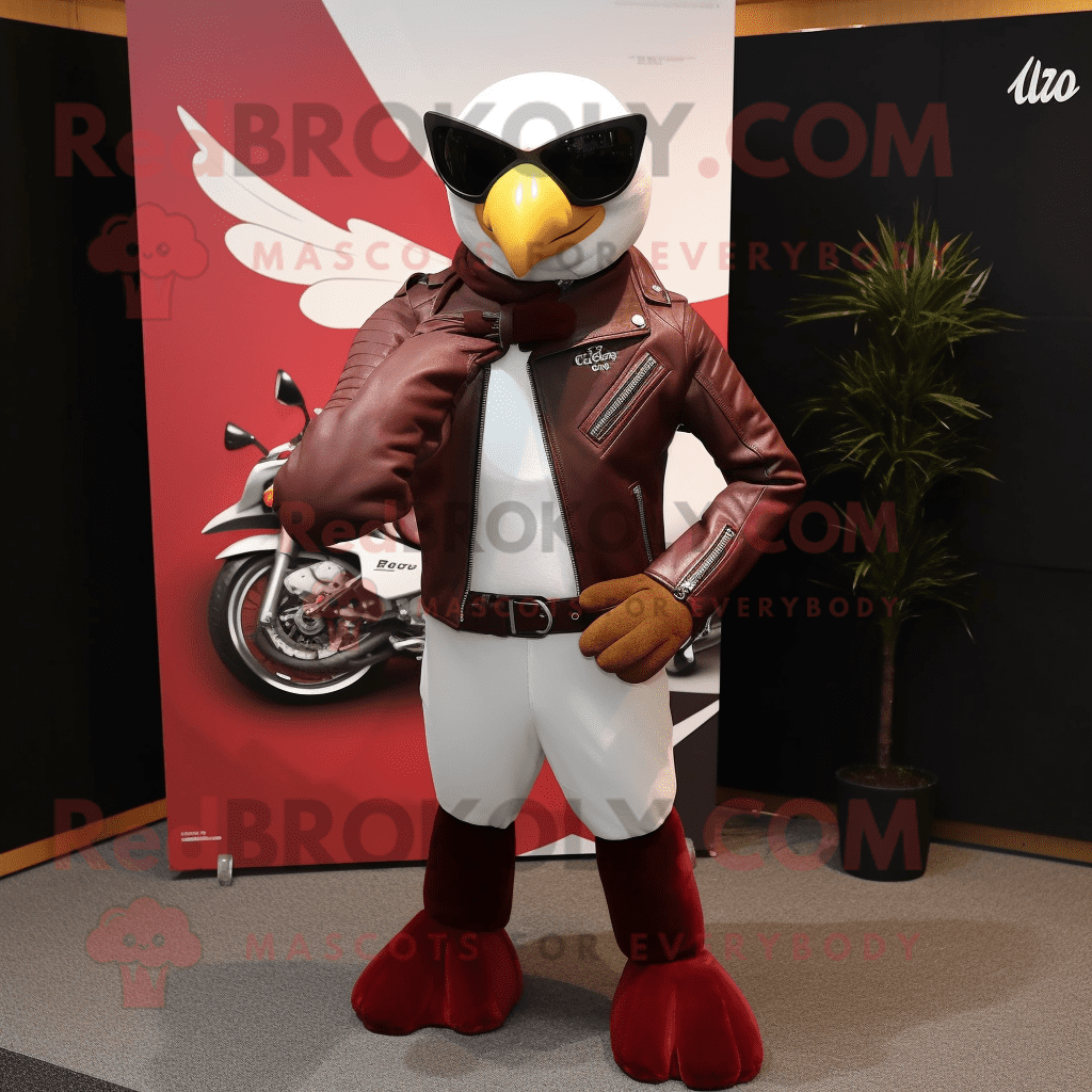 Maroon Falcon REDBROKOLY mascot costume character dressed with a Moto ...