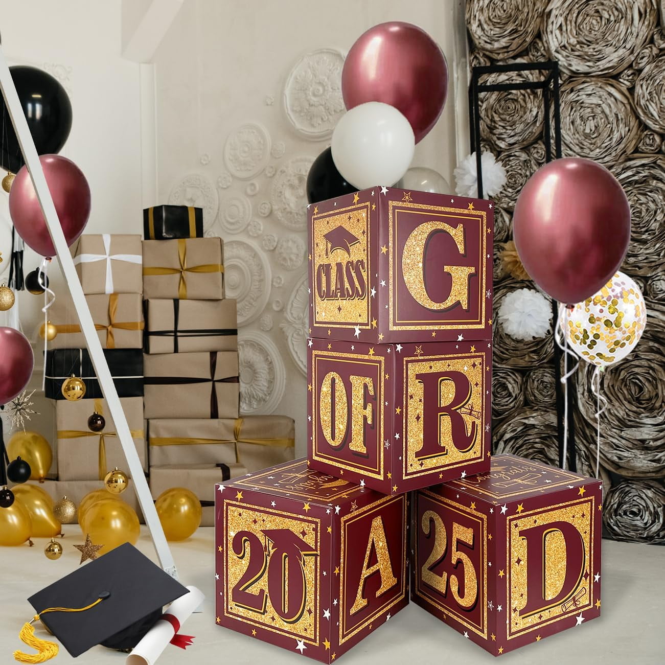 Maroon and Gold Graduation Boxs Class of 2025 Graduation Party ...