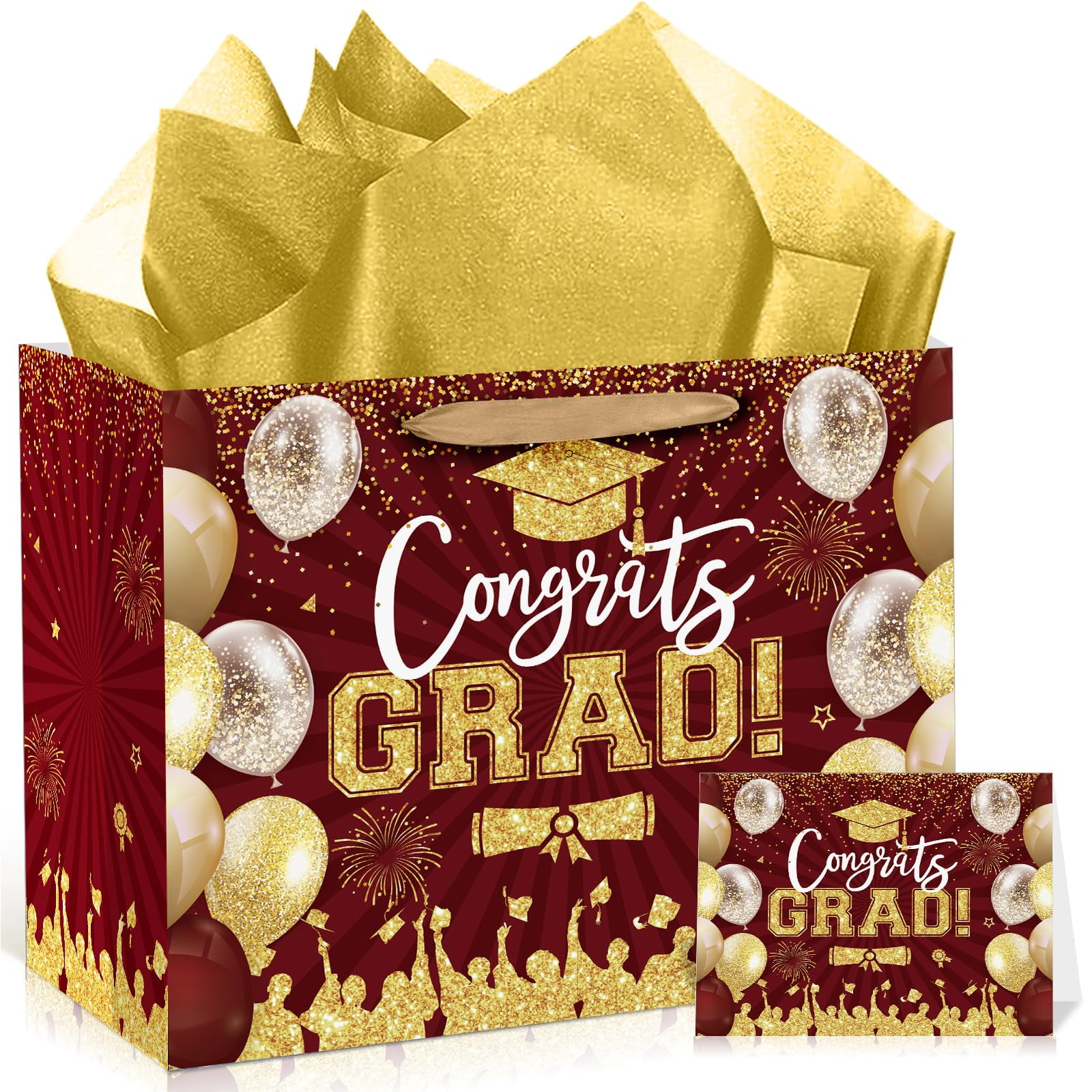 Maroon Gold Graduation Gift TSF6 Bag with Tissue Paper Maroon Gold ...