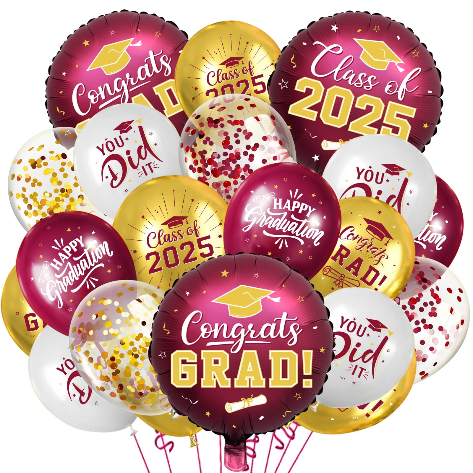Maroon and Gold Graduation OIF8 Balloons Graduation Decorations 2025 ...