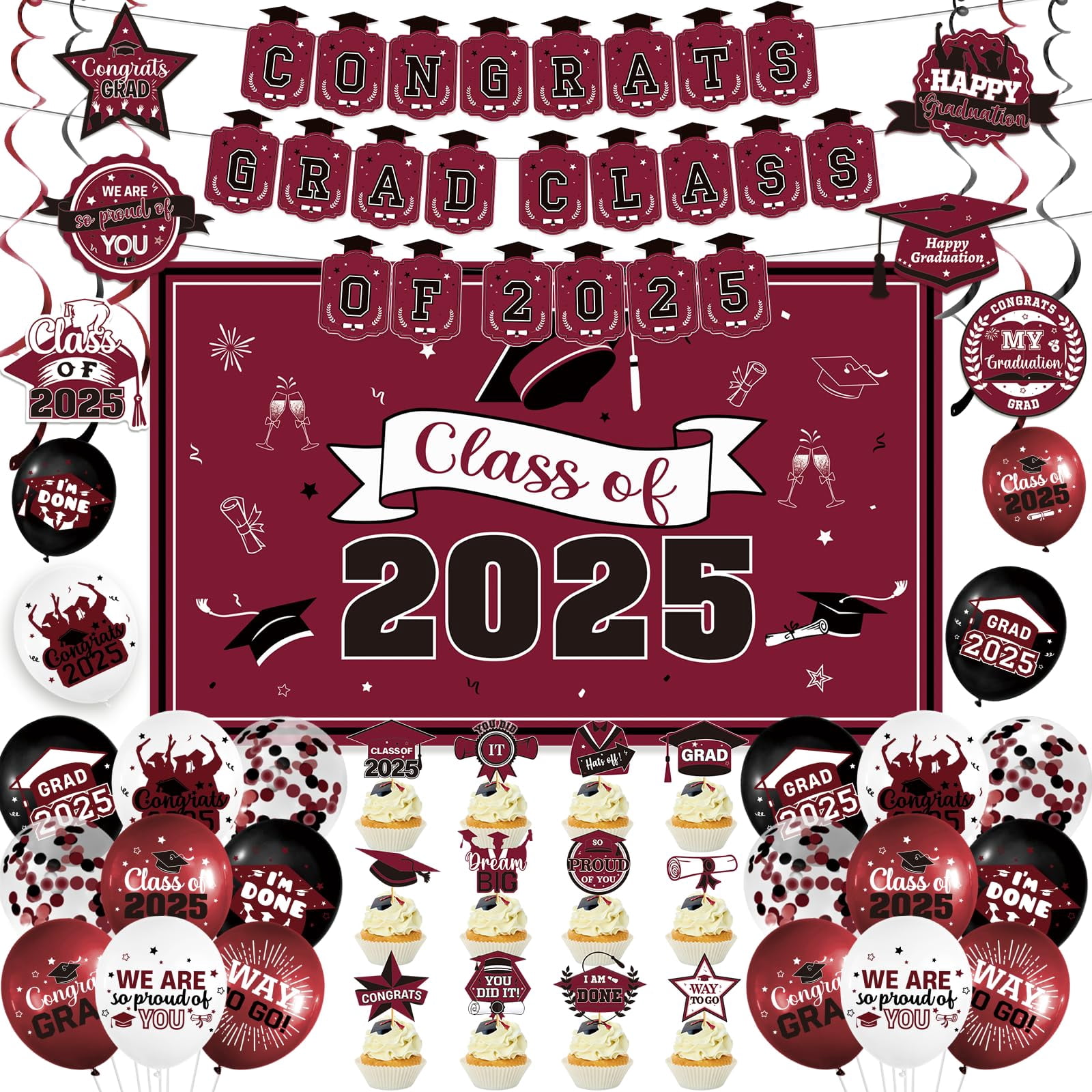 Maroon Graduation Party Decorations Graduation Decorations Class of ...