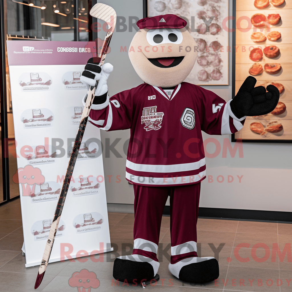 Maroon Ice Hockey Stick REDBROKOLY mascot costume character dressed ...