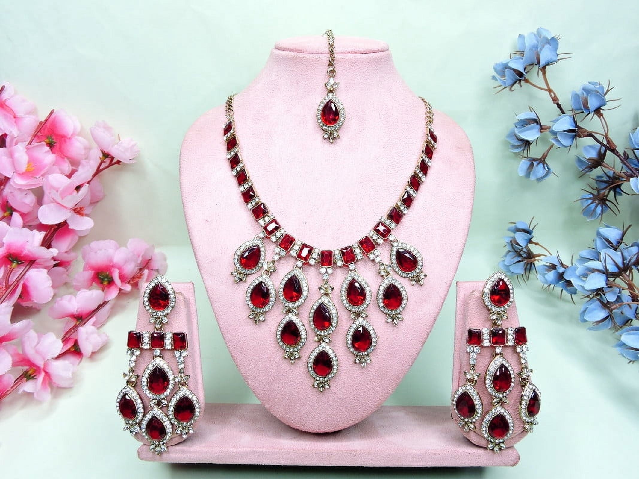 Maroon Indian Bollywood Fashion Style Gold Plated Wedding & Bridal ...