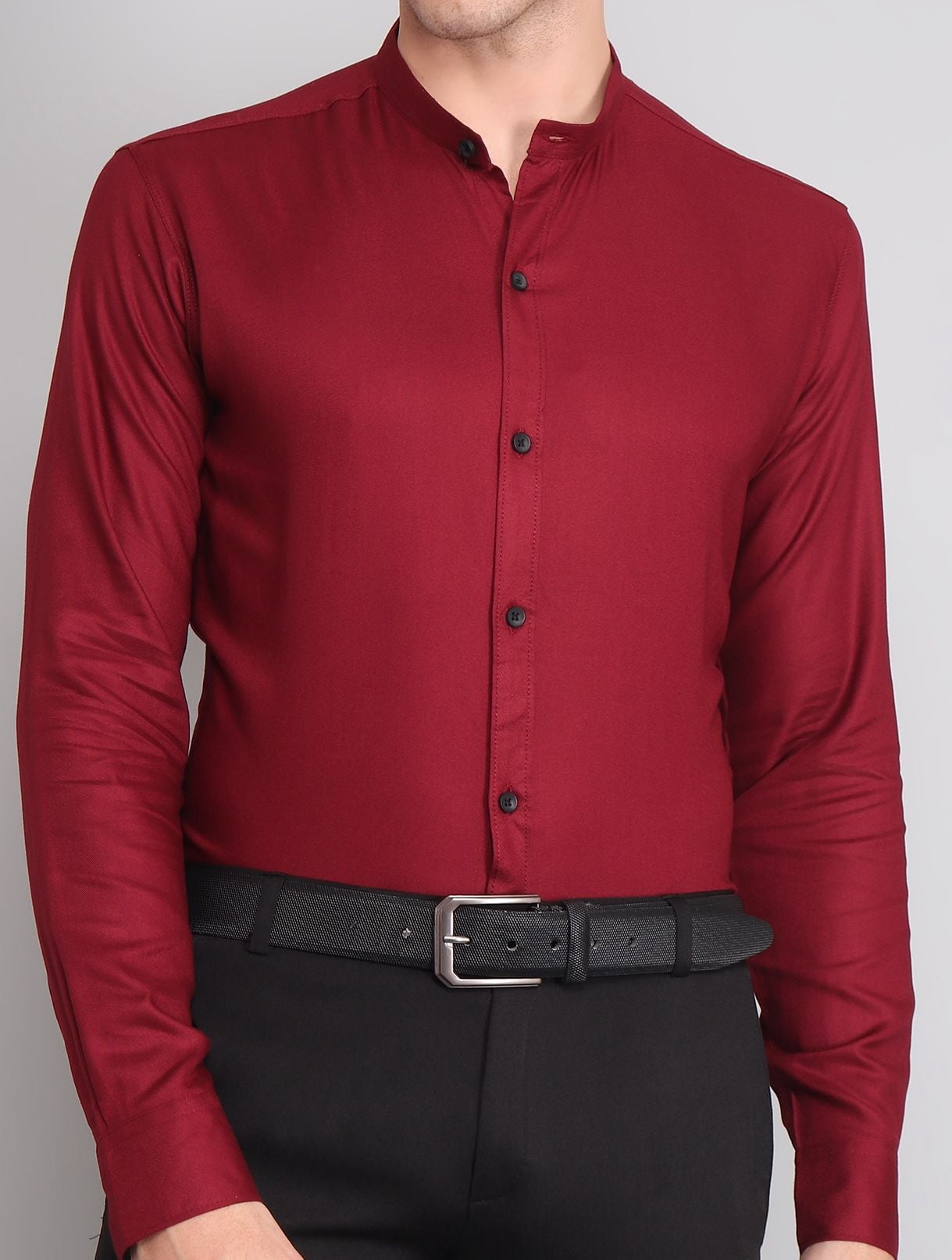 Maroon Mandarin Men's Shirt - Walmart.com