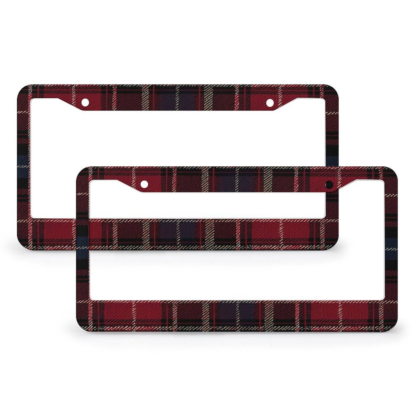 Maroon Plaid License Plate Frame - 2 Pack Aluminum Vintage License ...