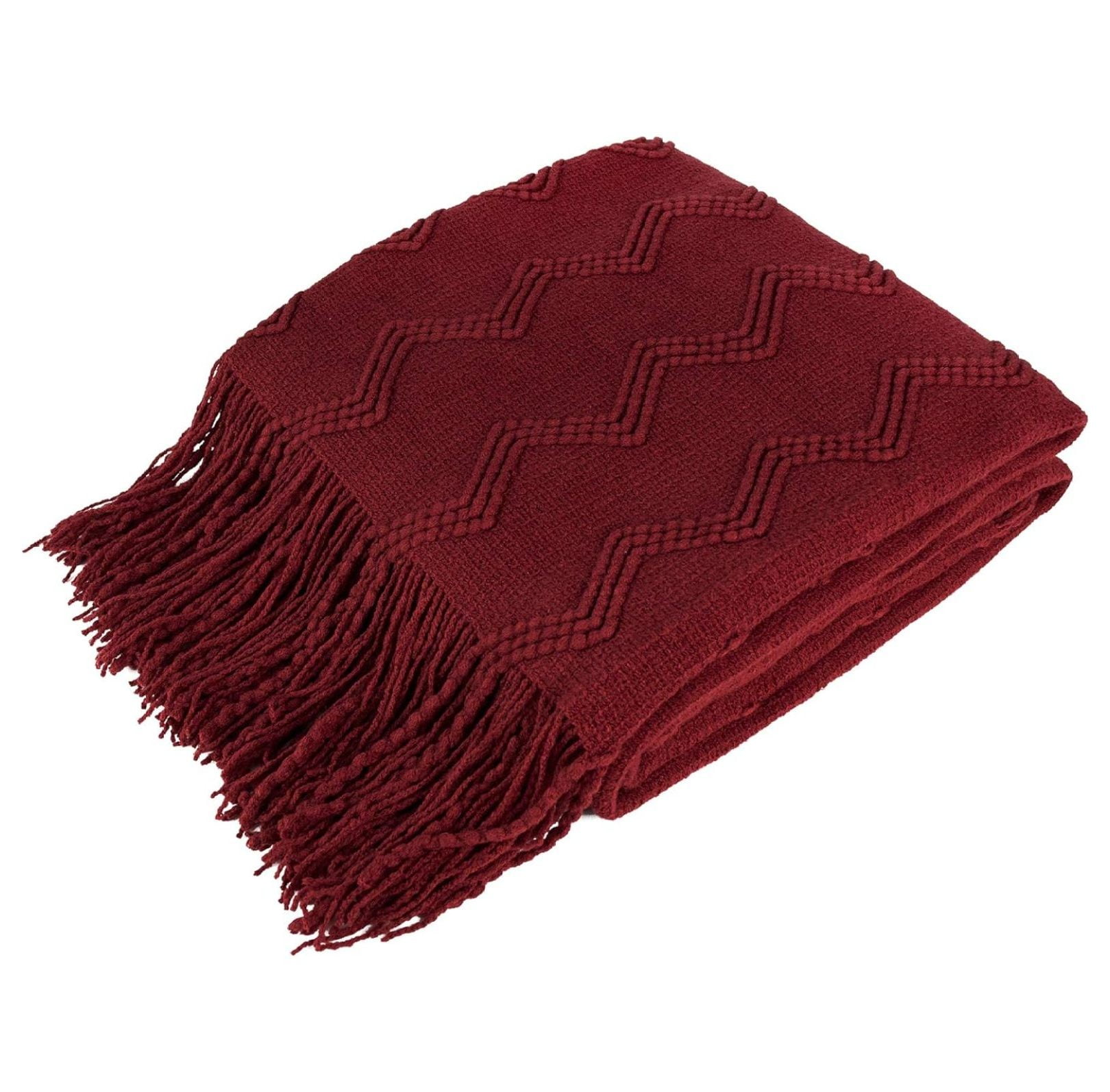 Maroon Red Knit Throw Blanket Couch, Soft Knitted Boho Farmhouse Home ...