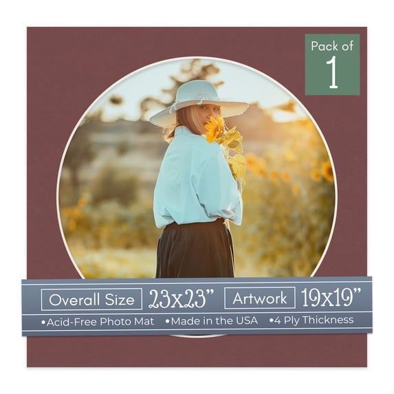 Maroon Red Picture Frame Mat for 23x23 Frames - Circle Opening for ...