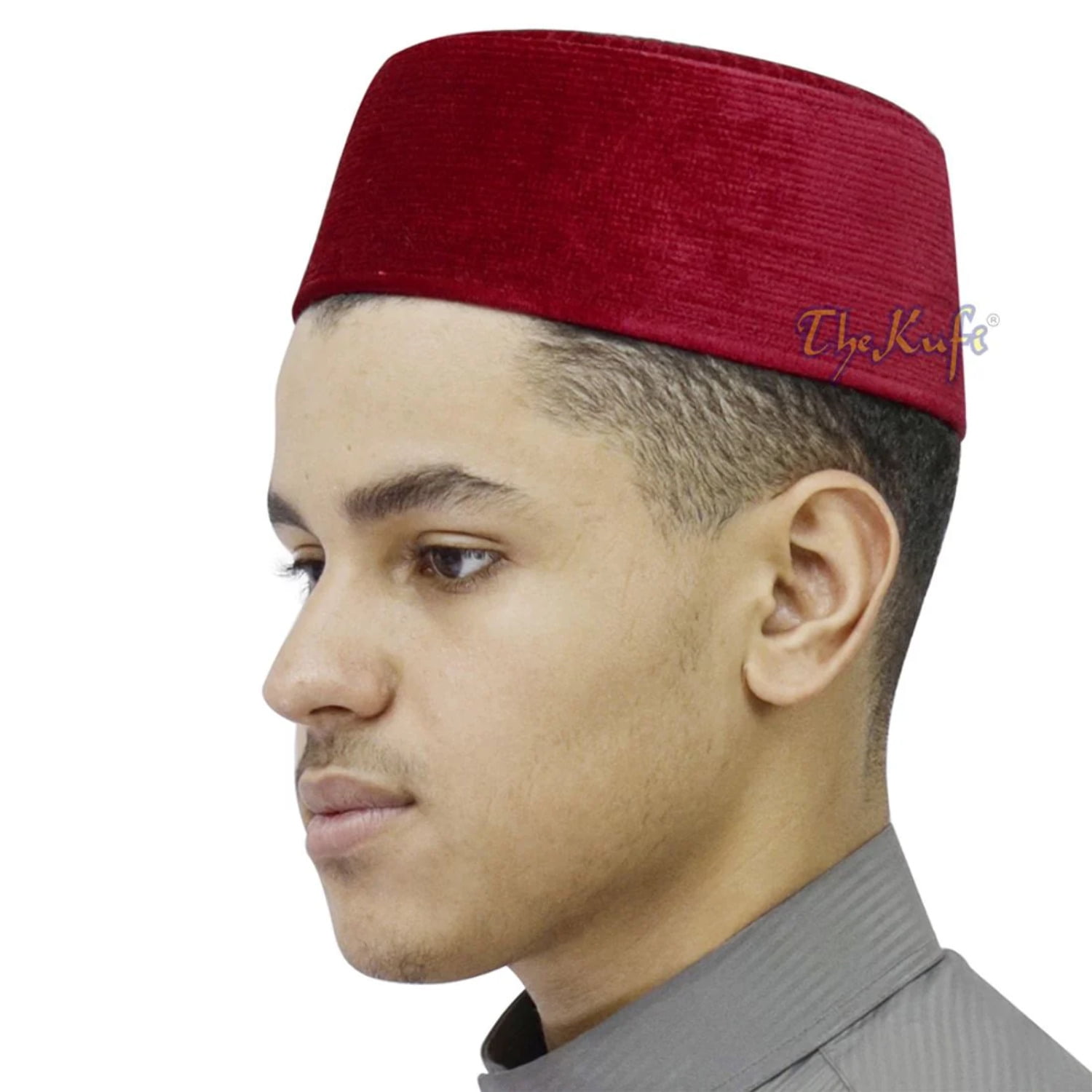 Maroon Rigid Velvet Turkish Chechen Style Kufi Hat - Walmart.com