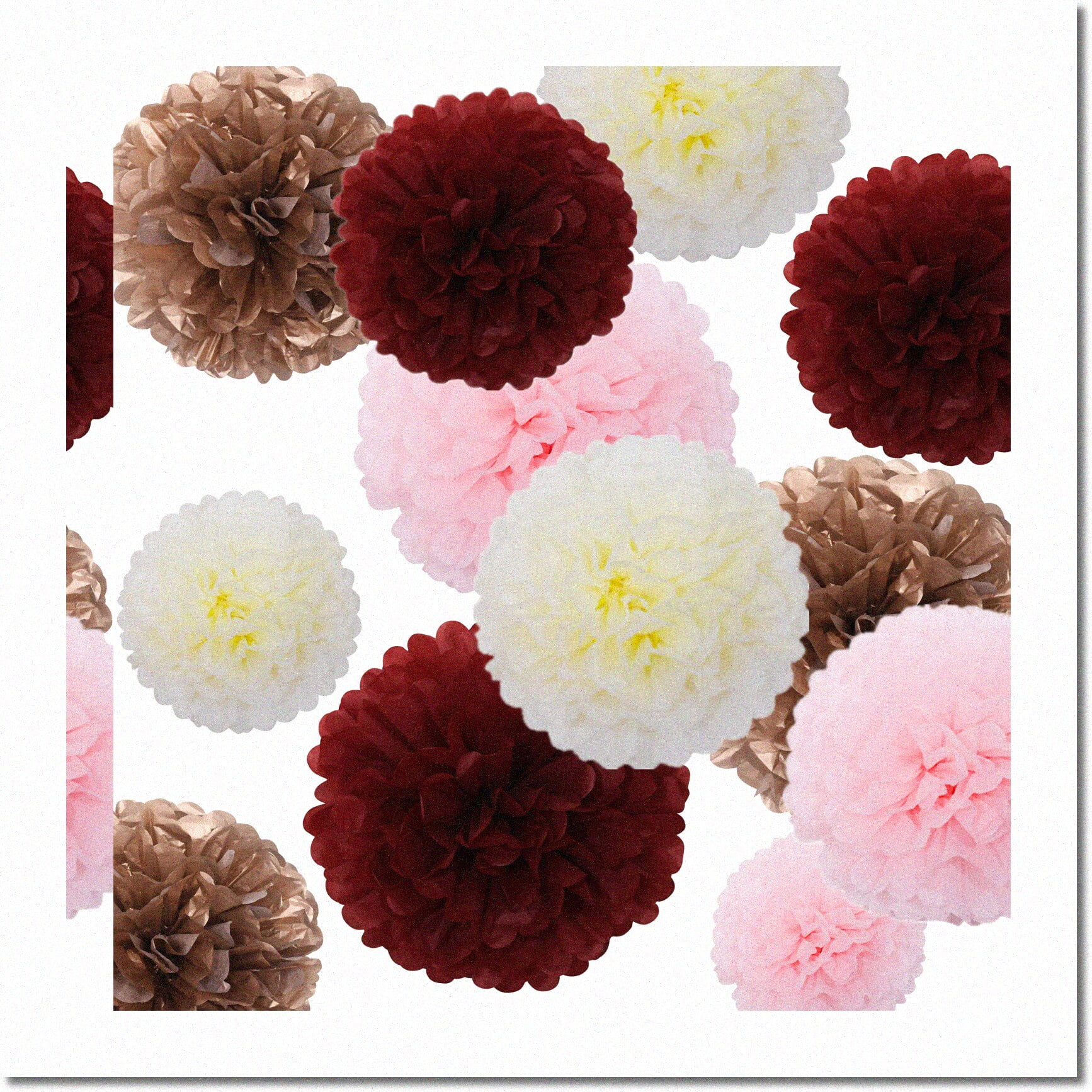 Maroon Rose Gold Tissue Pom Blooms - DIY Kit for Engagements ...