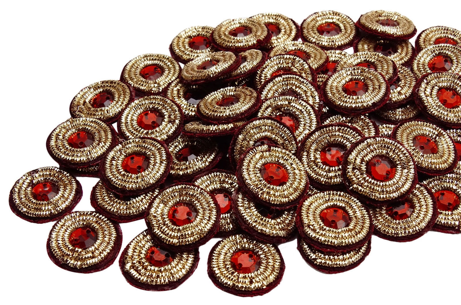 Maroon Round Shape Small Appliques Decorative Handmade Dress Crafting ...