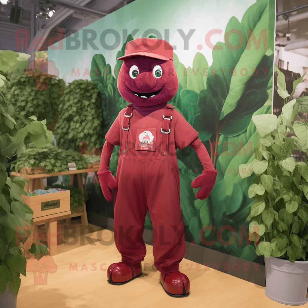 Maroon Spinach REDBROKOLY mascot costume character dressed with a ...