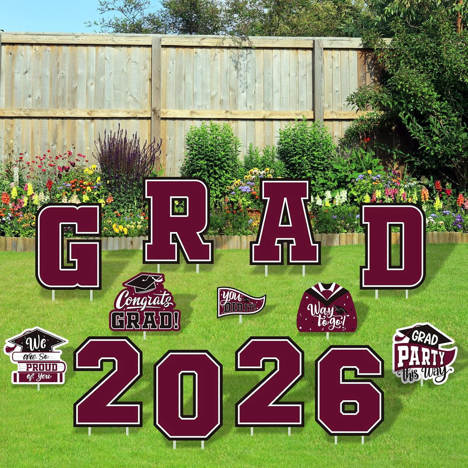 Maroon Themed Graduation Decorations 2026 - Graduation Yard Signs Class ...
