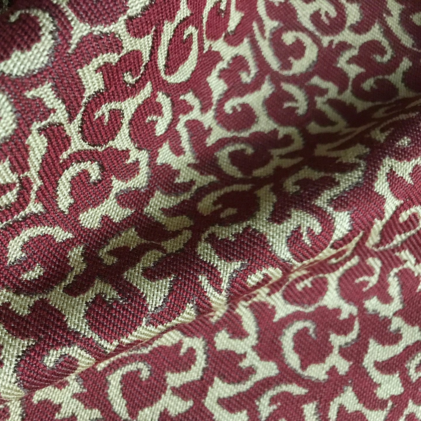 Maroon Traditional Damask Cotton Upholstery Fabric 54" by the Yard ...