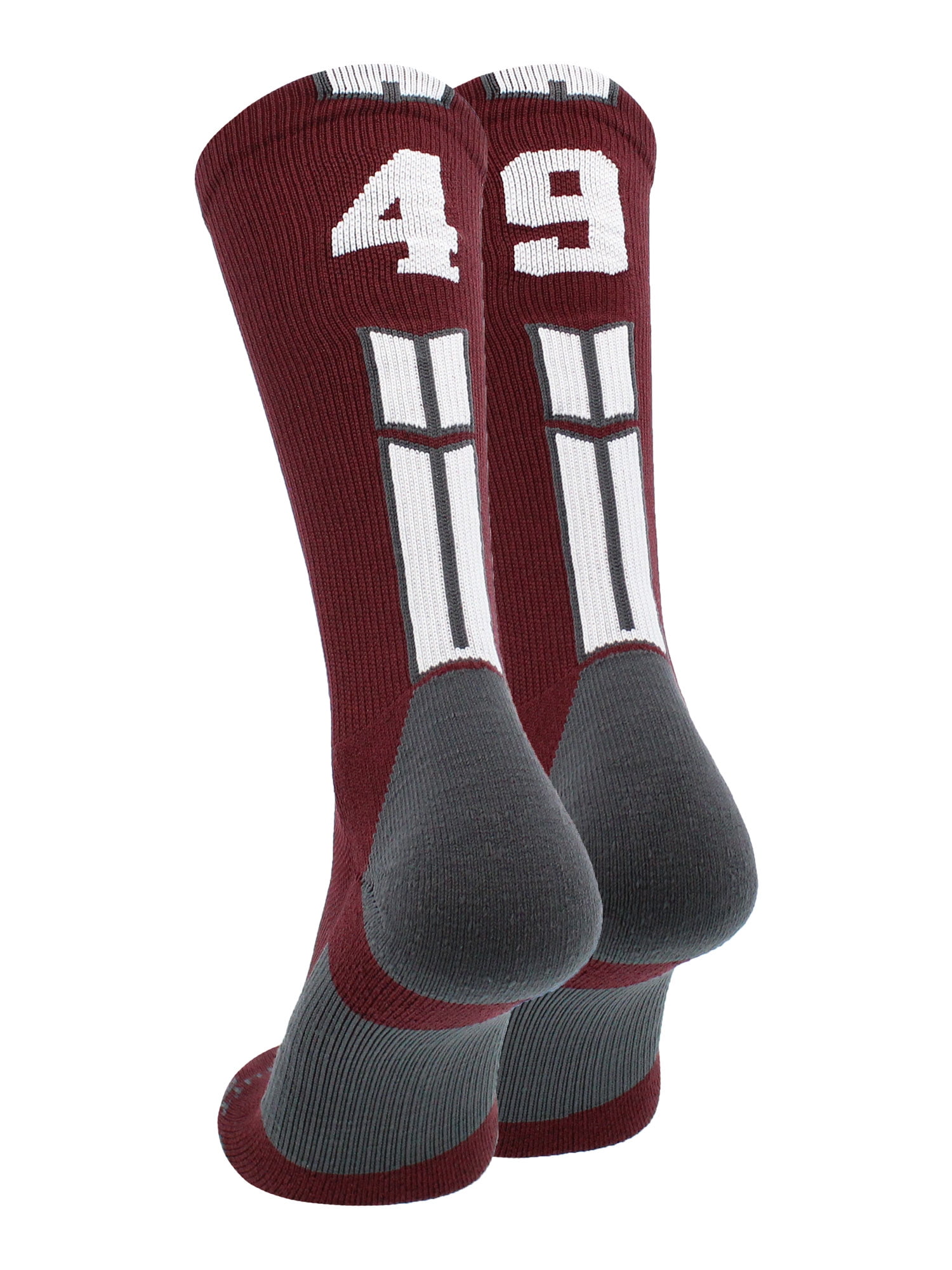 Maroon/White Player Id Crew Number Socks (#49, Small) - Walmart.com