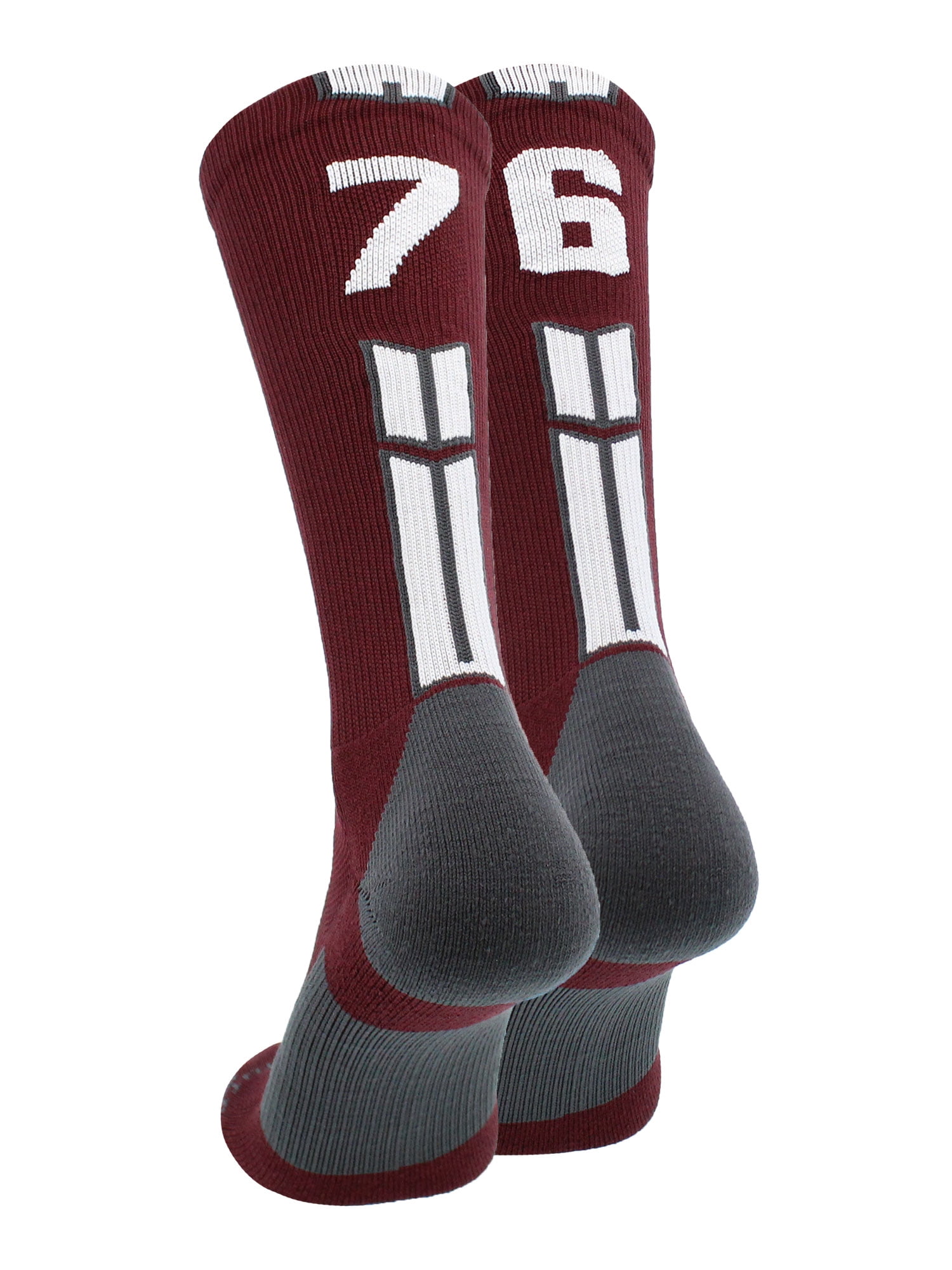 Maroon/White Player Id Crew Number Socks (#76, Medium) - Walmart.com