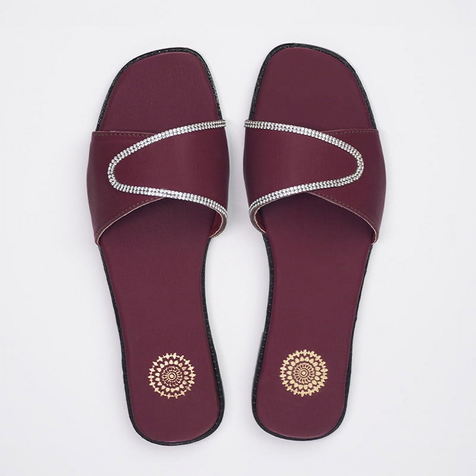 (Maroon Women T-Shaped Flats (Slip-on) - Walmart.com