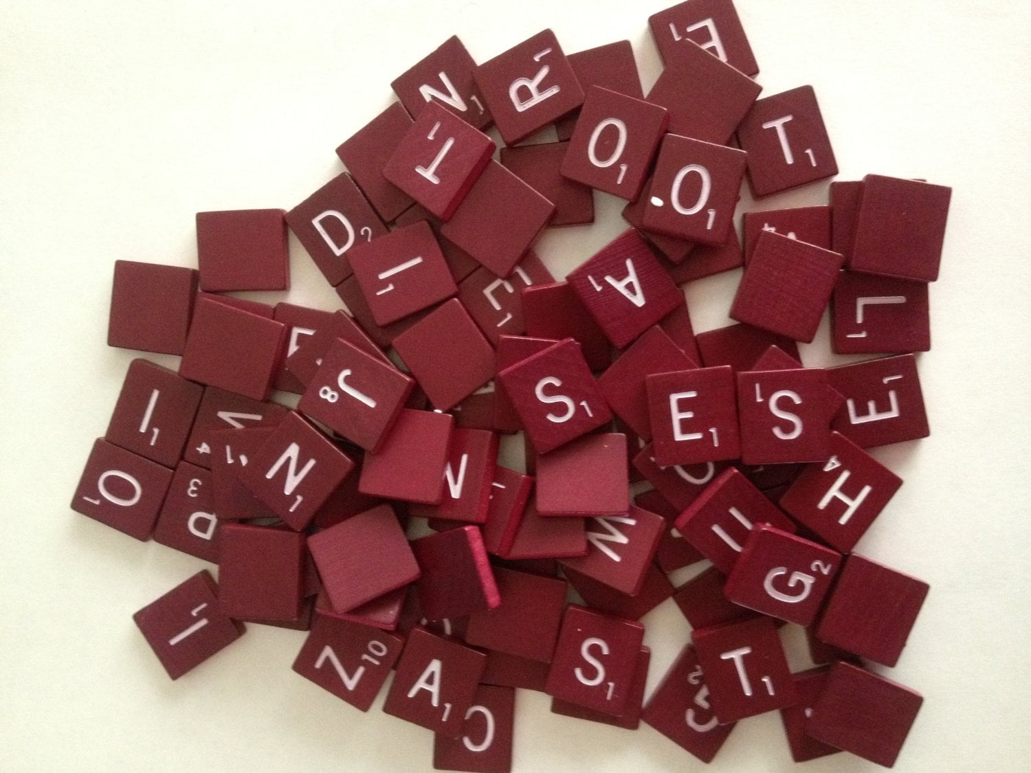 Maroon Wood Scrabble Tiles Set 100 Tiles ~ Game Replacement ...