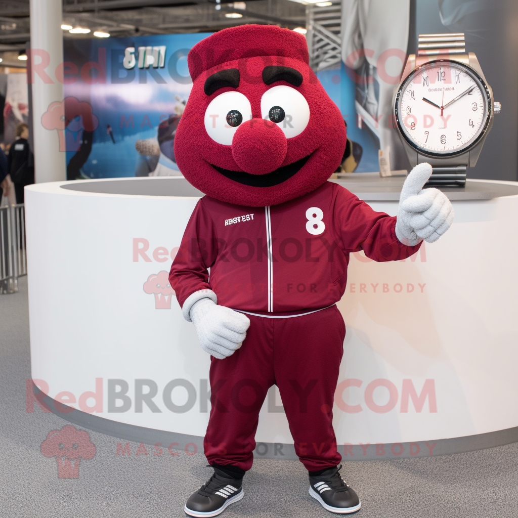 Maroon Wrist Watch REDBROKOLY mascot costume character dressed with a ...