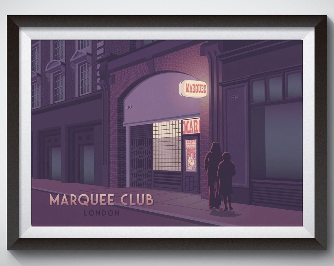 Marquee Club Wardour Street Poster, Soho London Travel Poster, Music ...