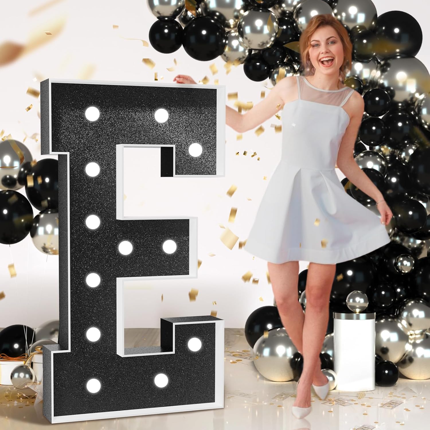 Marquee Letters Black Birthday Decorations: Large 4 Feet Tall Light Up ...