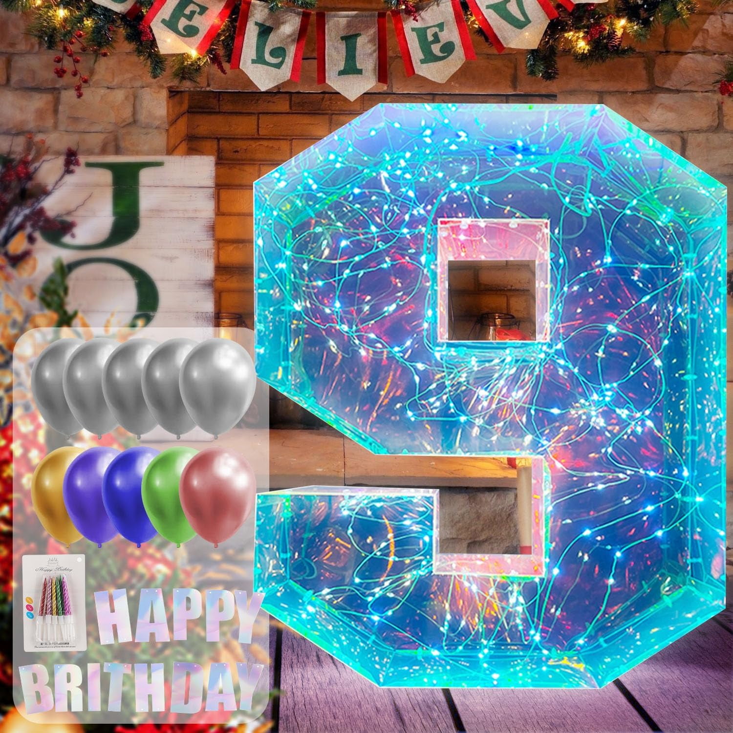 Marquee Light Up Numbers 9, Marquee Numbers Sign Light 9, Cool White ...