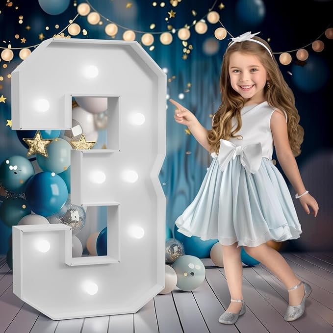 Marquee Numbers 3 feet tall,Cool White Light Up Numbers 3, Large ...