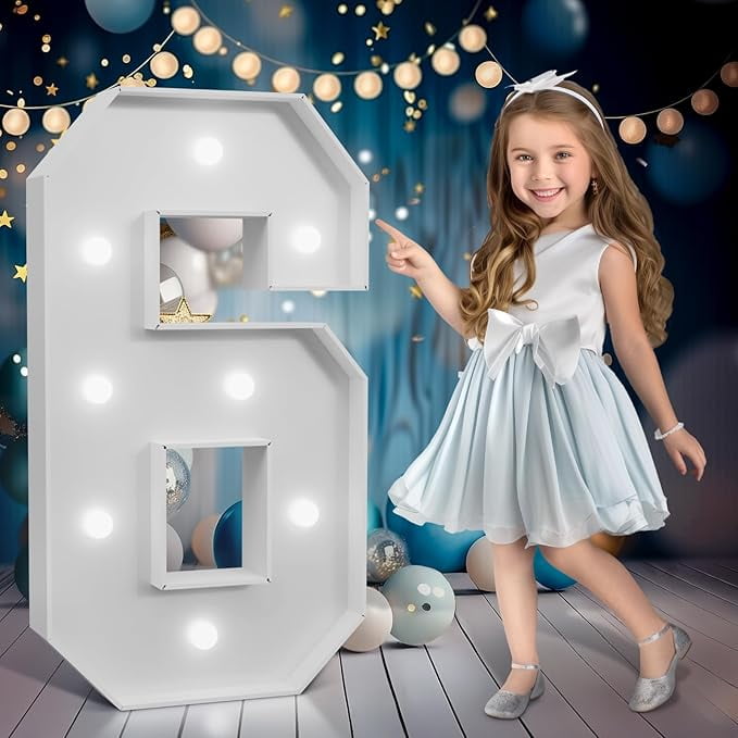 Marquee Numbers 3 feet tall,Cool White Light Up Numbers 6, Large ...