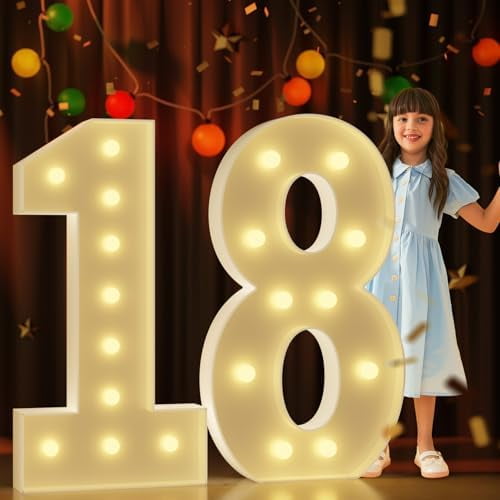 Marquee Numbers 4 Feet Tall Large Light Up Numbers 18th Birthday ...