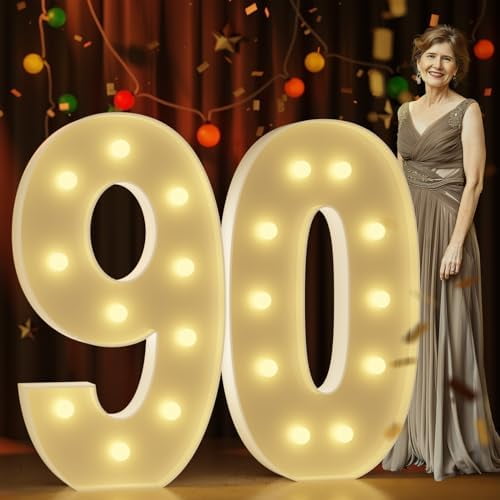 Marquee Numbers 4 Feet Tall Large Light Up Numbers 90th Birthday ...