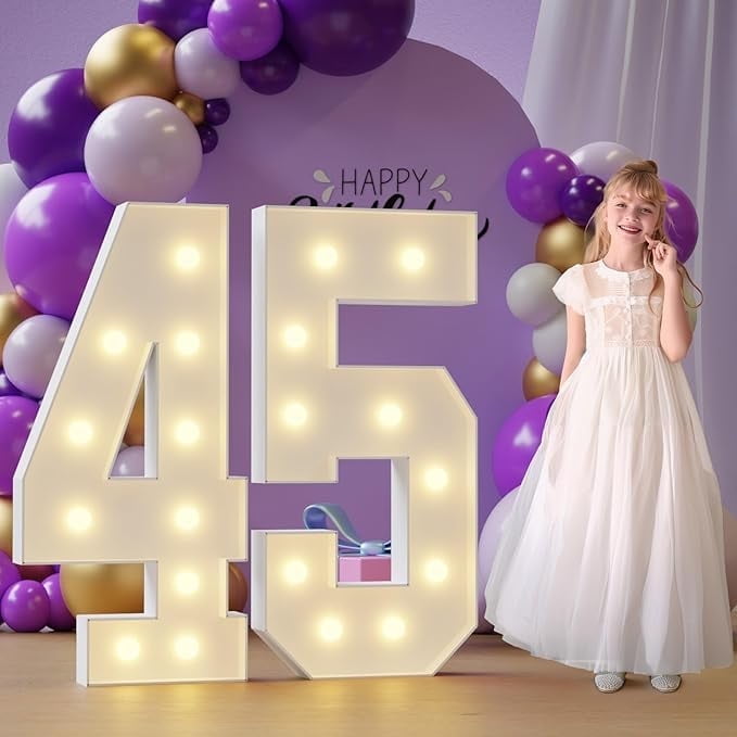 Marquee Numbers Birthday Large Decorations: 4ft Light Up Numbers ...