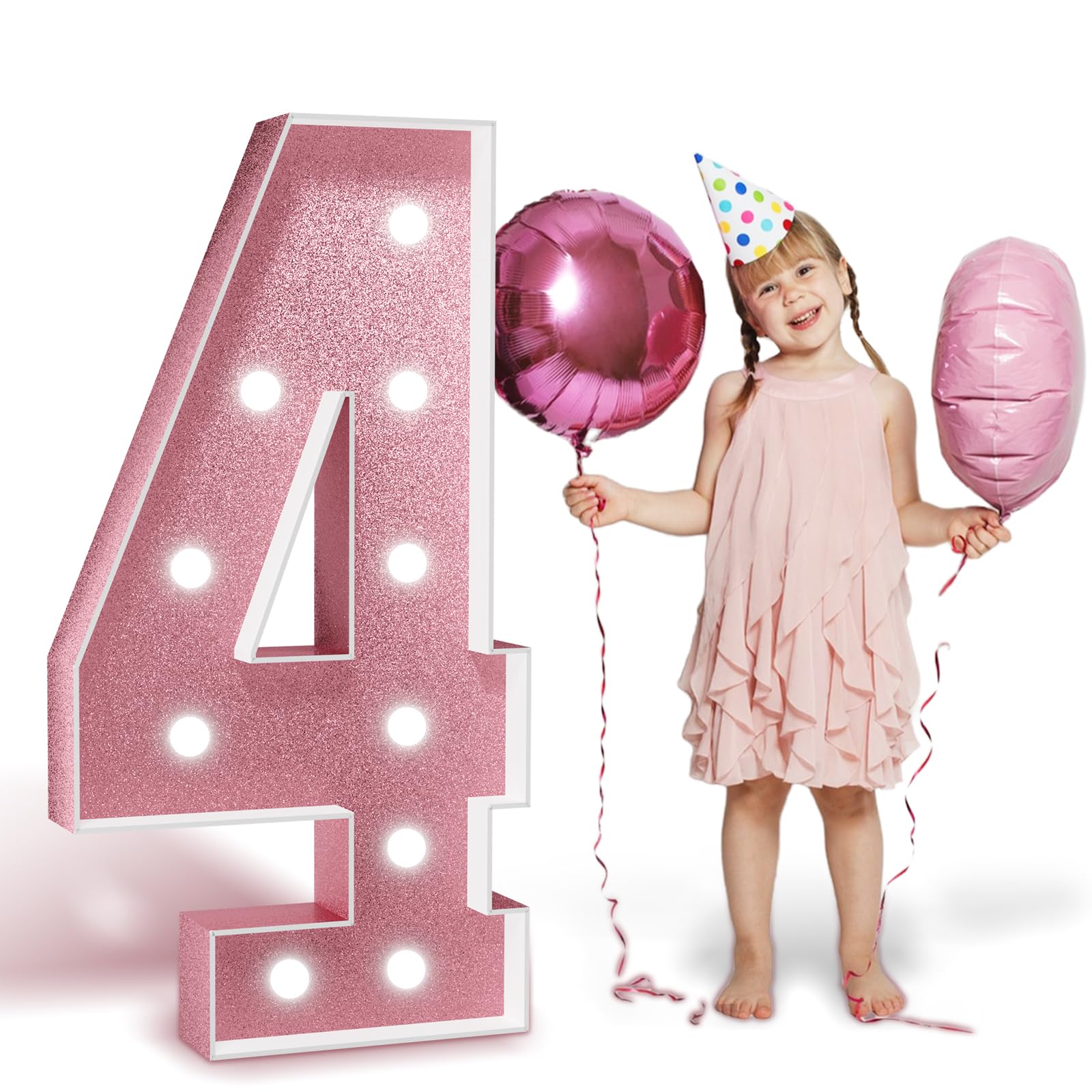Marquee Numbers Rose-Gold Party Decoration: 4FT FST1 Large Light Up ...