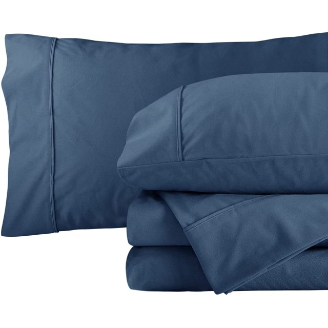 Marquess 4 Pieces Microfiber Flannel Sheet Set, Full Size Navy Blue ...