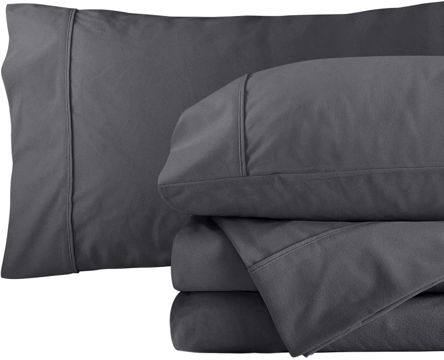 Marquess Queen Size Dark Grey Microfiber Flannel Sheet Set, 4 Pieces ...