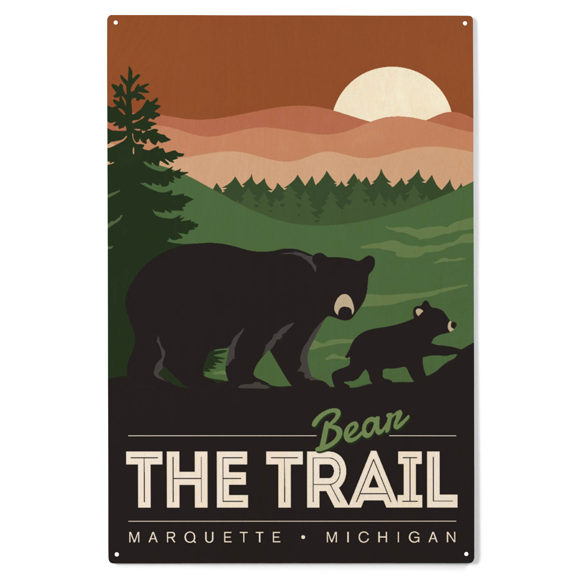 Marquette, Michigan, Bear the Trail (Bear Family), Vector Style Press ...
