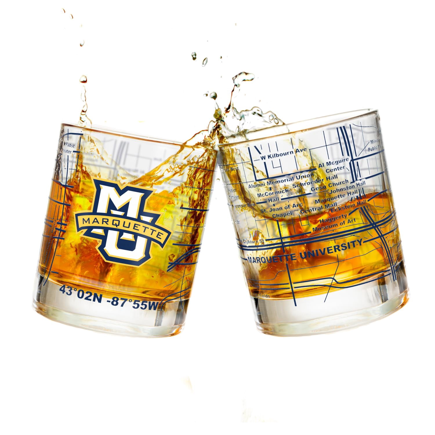 Marquette University Whiskey Glass Set (2 Low Ball Glasses) - Contains ...