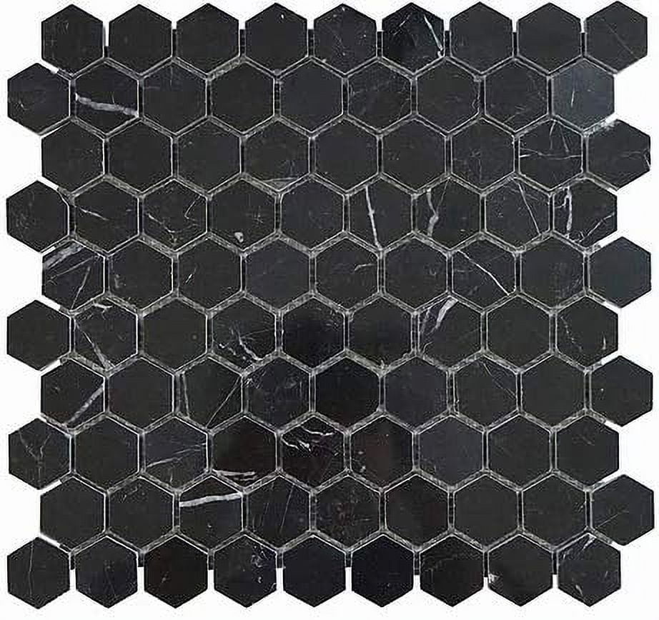Marquina Black Marble Hexagon Mosaic Tile 1 inch Polished for Kitchen ...