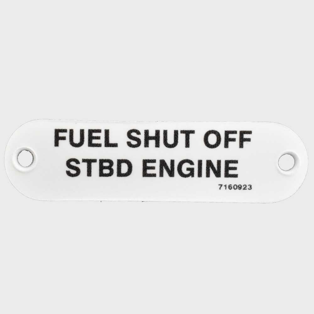 Marquis Boat Label Tag 7160923 | Fuel Shut Off STBD Engine White ...