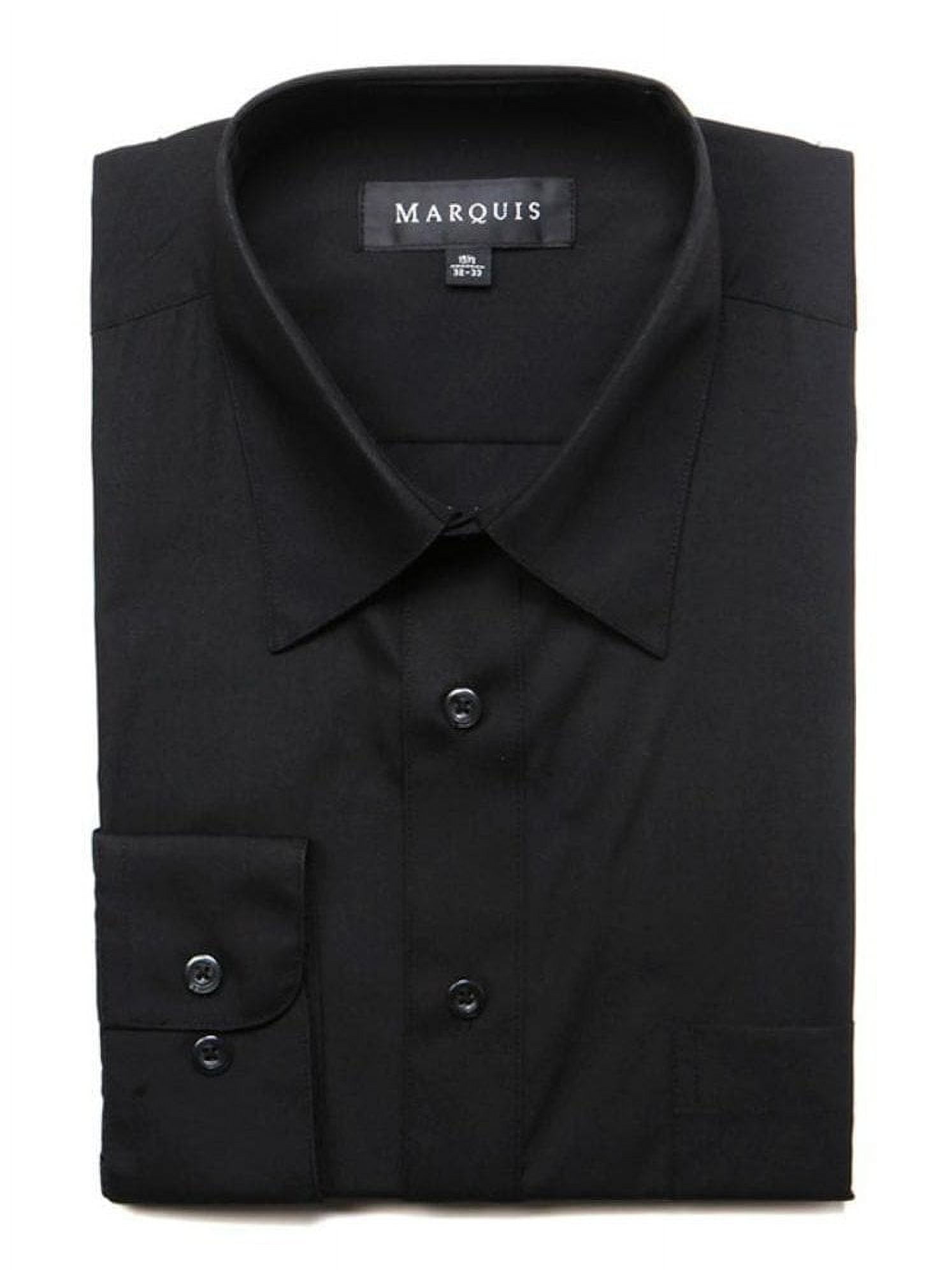 Marquis Mens Classic Fit Solid Black Cotton Blend Dress Shirt - Walmart.com
