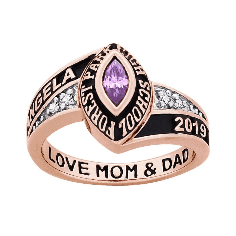 Marquise Birthstone Women's Class Ring Sterling Silver for High School ...